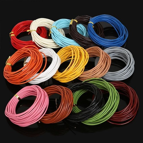 5Meters Round Leather Cord 2mm Colorful Rope Strings DIY Jewelry Making ...