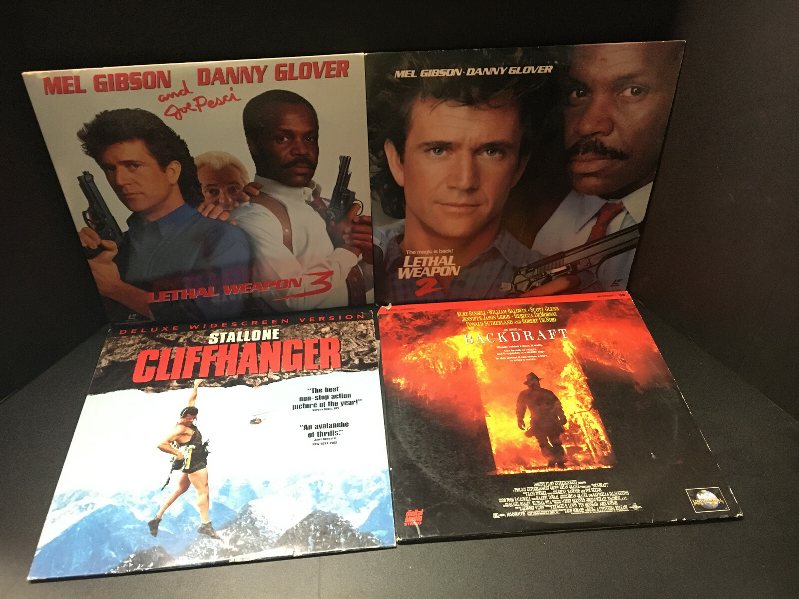 Lot of 4 Action Laserdiscs: Leath Weapon, Cliffhanger, Backdraft, Mel ...