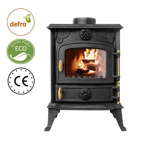 Multifuel Stove 5KW Wood Burning Fireplace Cast Iron Eco Design Defra ...