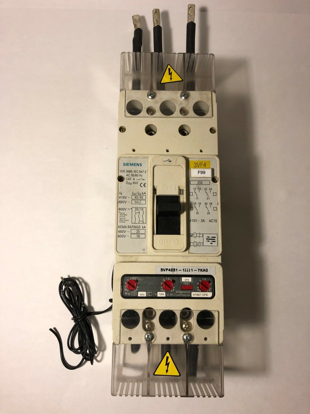 Siemens 3VF4 VDE 0660 IEC 947-2 AC 50/60Hz 3Ph Breaker 125A 600VAC | eBay