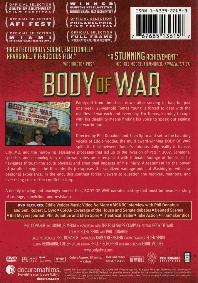 Body of War - The True Story of an Anti-War Hero (DVD) documentary NEW ...