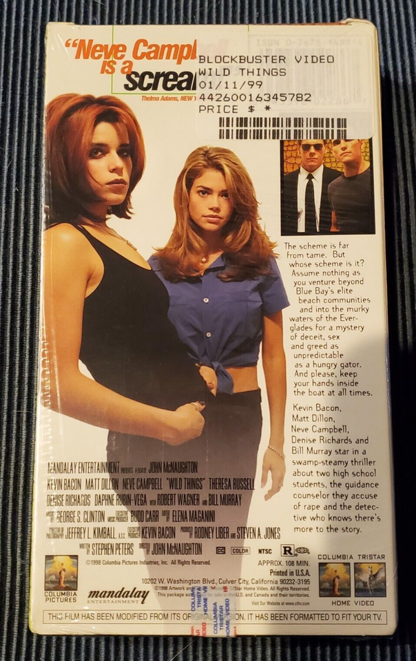 Wild Things VHS 1998 Matt Dillon Denise Richards Neve Campbell Thriller ...