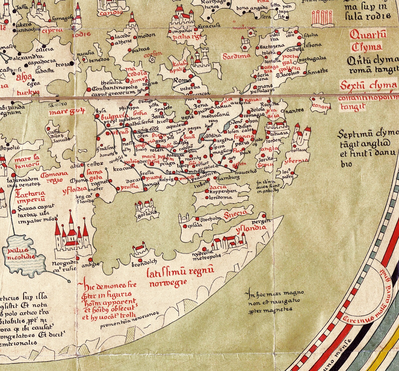 1448 World Map Andreas Walsperger Flat Earth Historic Wall Art Print ...