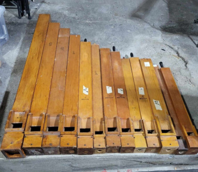 13 HUGE Antique Pipe Organ Flute Notes Whistle Wooden STEAM PUNK Decor ...