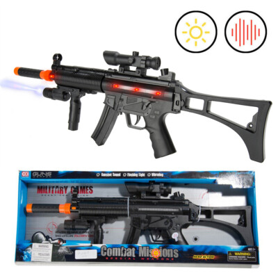 Electronic Sound & Flashing Light Machine Toy Gun Realistic Rifle Model ...