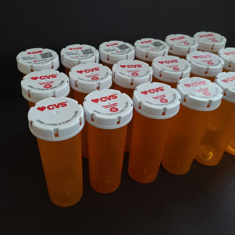 Lot of 18 Empty Plastic RX Prescription Bottles 5.5in w/ Caps - Crafts ...