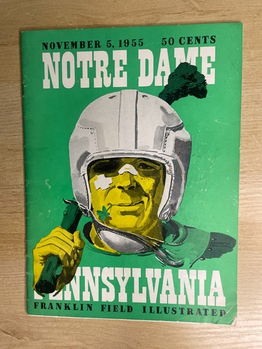 Vintage Notre Dame Vs. Pennsylvania November 5, 1955 Football Program ...