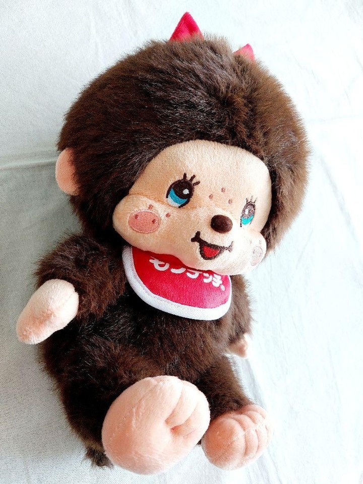 RETRO MONCHICHI BIG SIZE SITTING PLUSH DOLL WITH RED RIBBON #e8340e | eBay