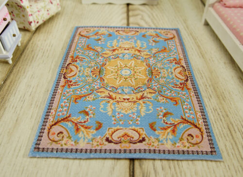 French Royal Floral Swirls Golden Dollhouse 1:12 Miniature Blue Pink ...