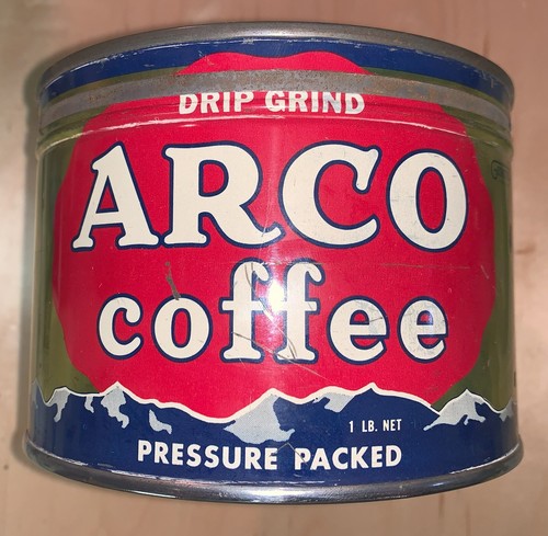 VINTAGE ARCO COFFEE KEYWIND TIN CAN GREAT GRAPHICS | eBay