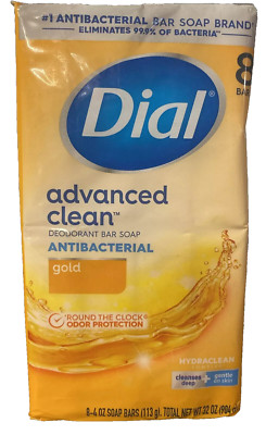 Dial Antibacterial Deodorant Bar Soap, Advanced Clean, Gold, 4 oz, 8 ...