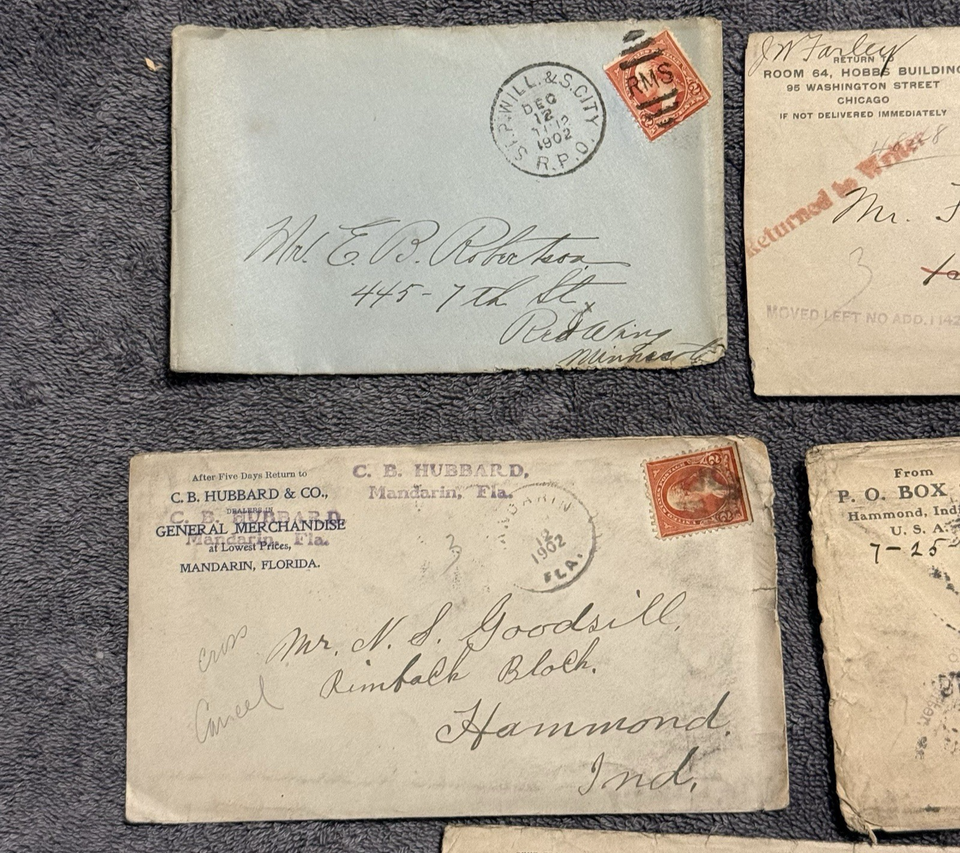 1899–1910 Postal History Lot (5) – Registered, Postage Due, RPO ...