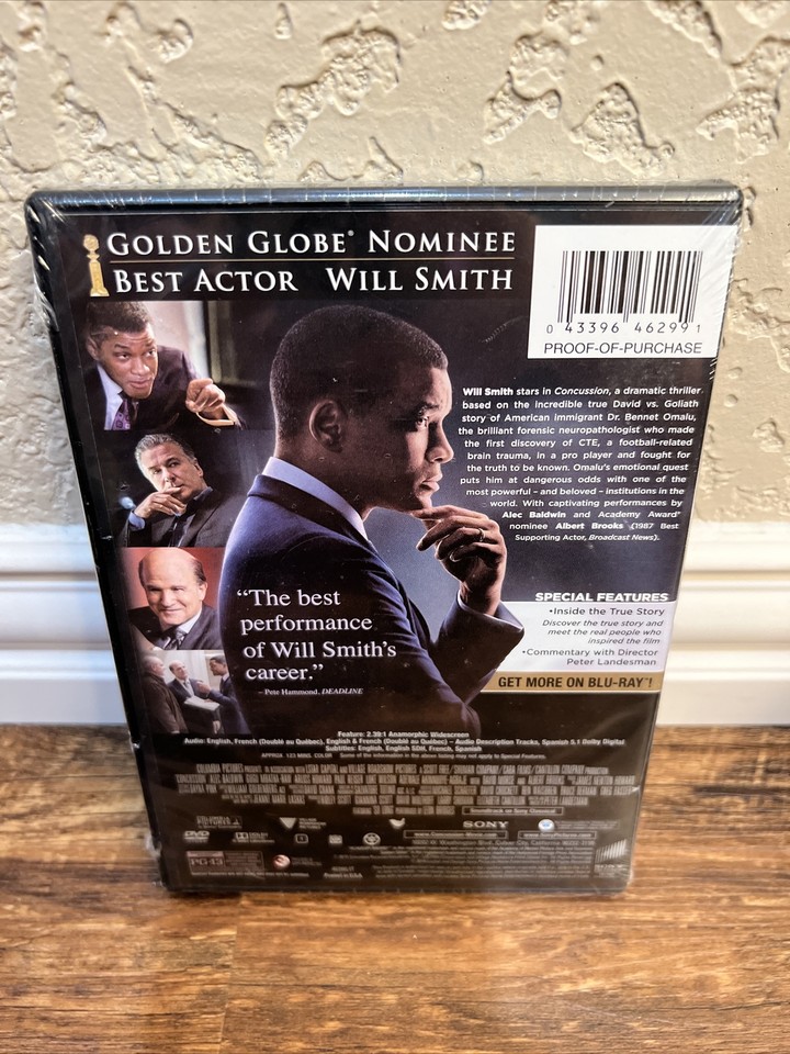 Concussion DVD, 2015 Will Smith True Story Widescreen New PG13 Alec ...
