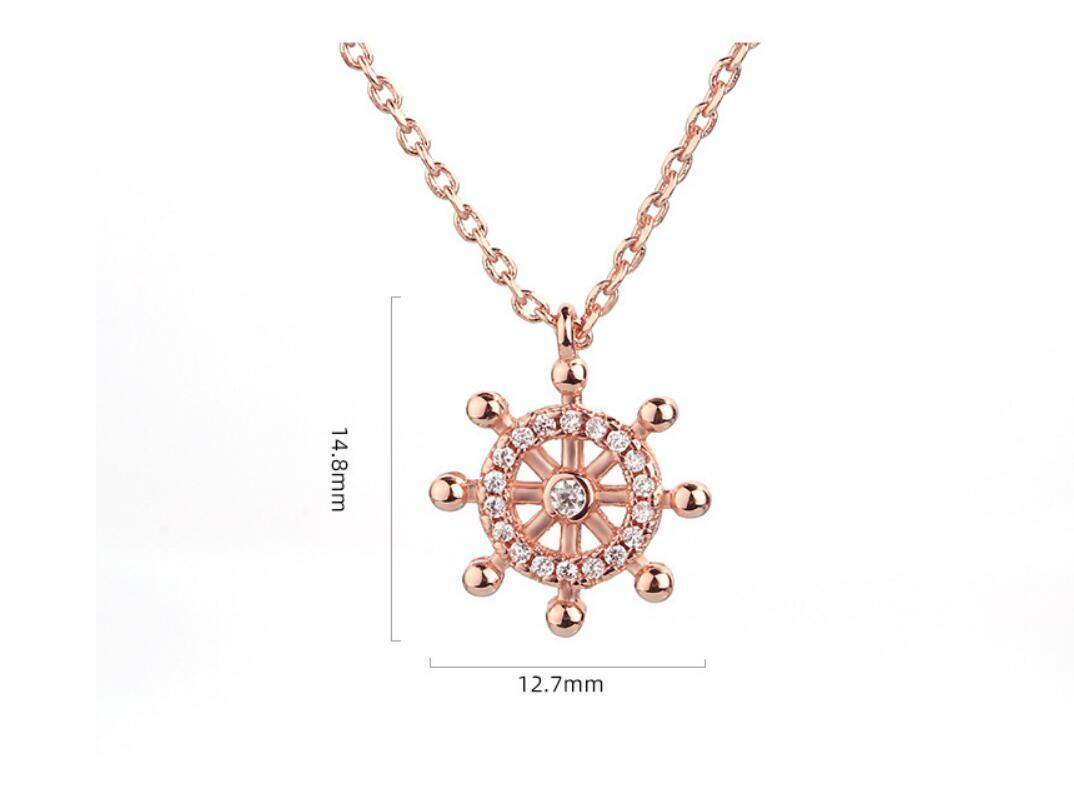 Pave Cubic Zirconia Rose Gold GP Rudder Helm Pendant Necklace | eBay