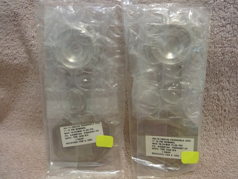 2-FRANGIBLE DISC INC. 1 " RUPTURE DISC, ASME 75 @72 deg, FIKE DISC PN ...