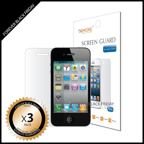 iPhone 4 4S Screen Protector Anti-Glare Matte 3x Front Cover Guard ...