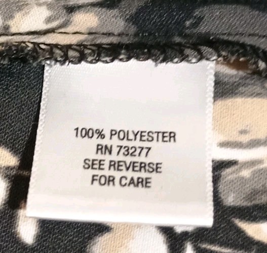 Dana Buchman SZ Medium Blouse Button Up Black Tan Floral Short Sleeve ...