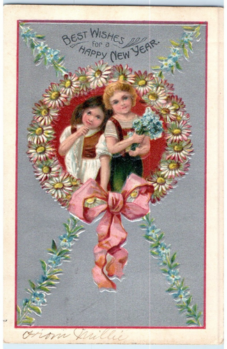 Vintage Victorian Postcard 1908 Best wishes for a Happy New Year | eBay