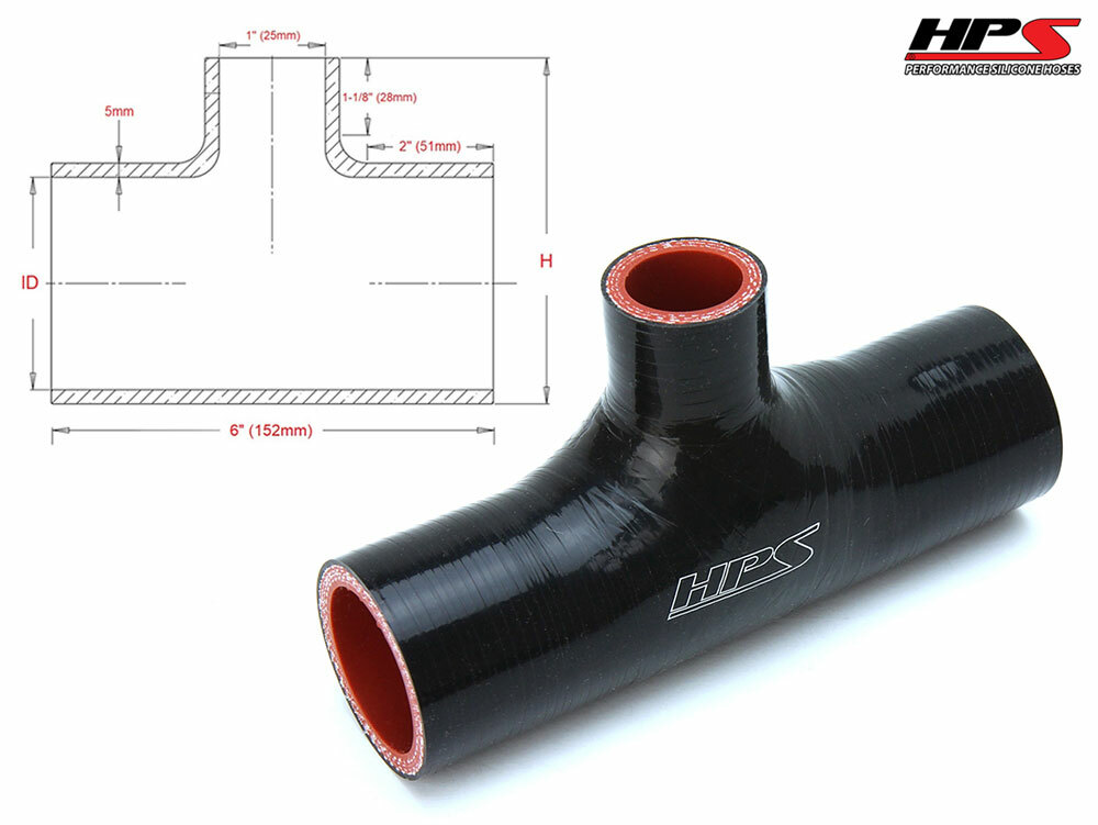 HPS 2" 51mm 4-Ply Silicone Coupler T Shape Hose Adapter Turbo/BOV/Pipe ...