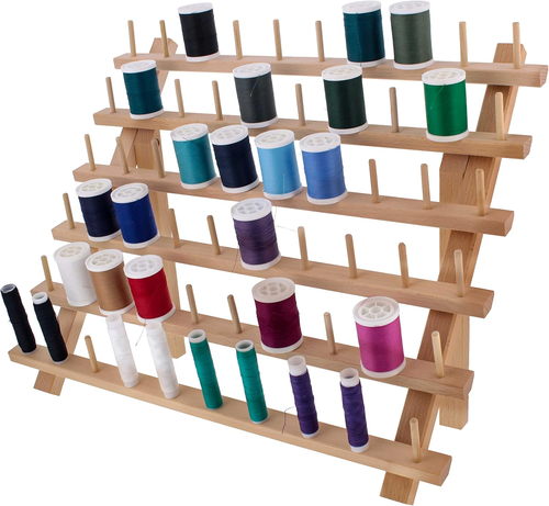 US Art Supply Premium 60-Spool Thread Holder: Wooden Sewing ...