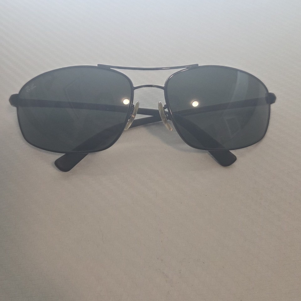 Ray-Ban RB3360 002 Men's Lightweight Rectangular Black Metal Sunglasses ...