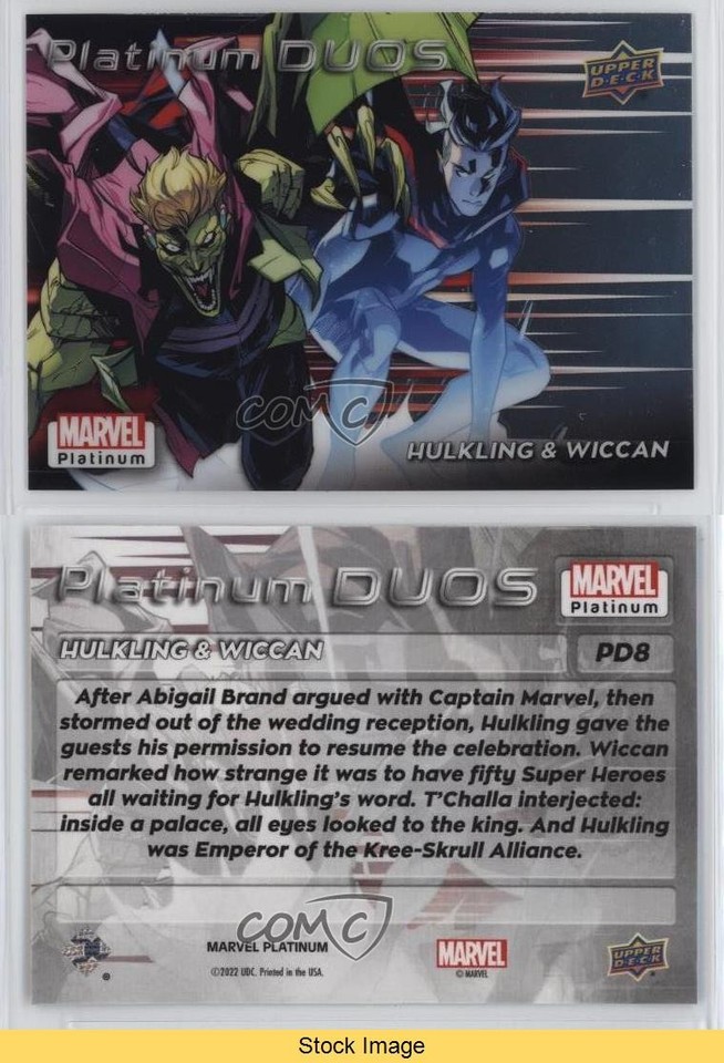 2023 Upper Deck Marvel Platinum Platinum Duos Hulkling Wiccan #PD8 READ ...