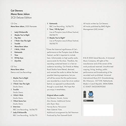 New Cat Stevens Mona Bone Jakon White Roses 50th Edition SPM-CD ...