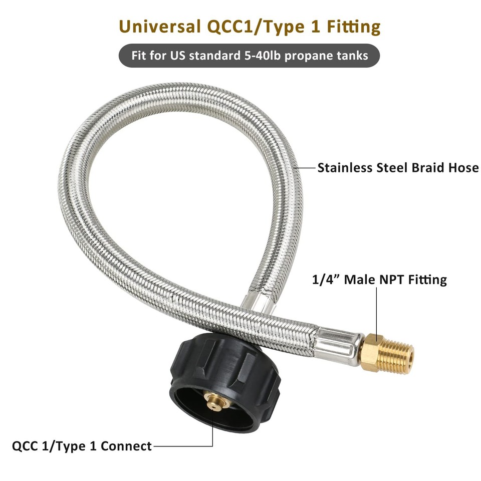 15 inch RV Propane Hoses, RV Propane Hose Replacement, Stainless ...