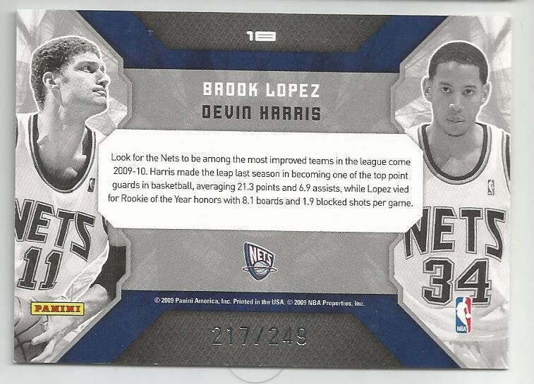 2009-10 Donruss Elite Teamwork Combos Red Brook Lopez Devin Harris #'d ...