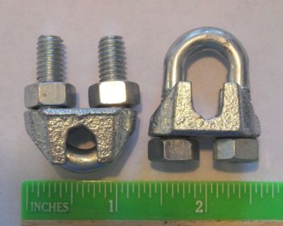 Cable Clamps 1/4" U-Bolts Galvanized Clamps Steel Cable Wire Clips U ...