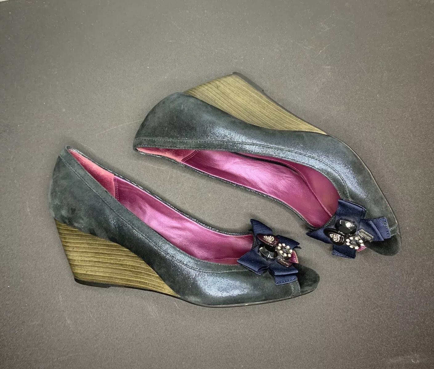 Coach Poppy Jaden Dark Blue Wedge Heels Open Toe Wome… - Gem