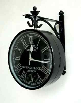 Double Side Hanging Clock Railway Victoria Station Platform Wall Clock ...