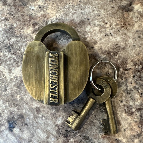 Antique Style Rustic 3" Brass Winchester Gate Lock Padlock w/ 2 Working ...