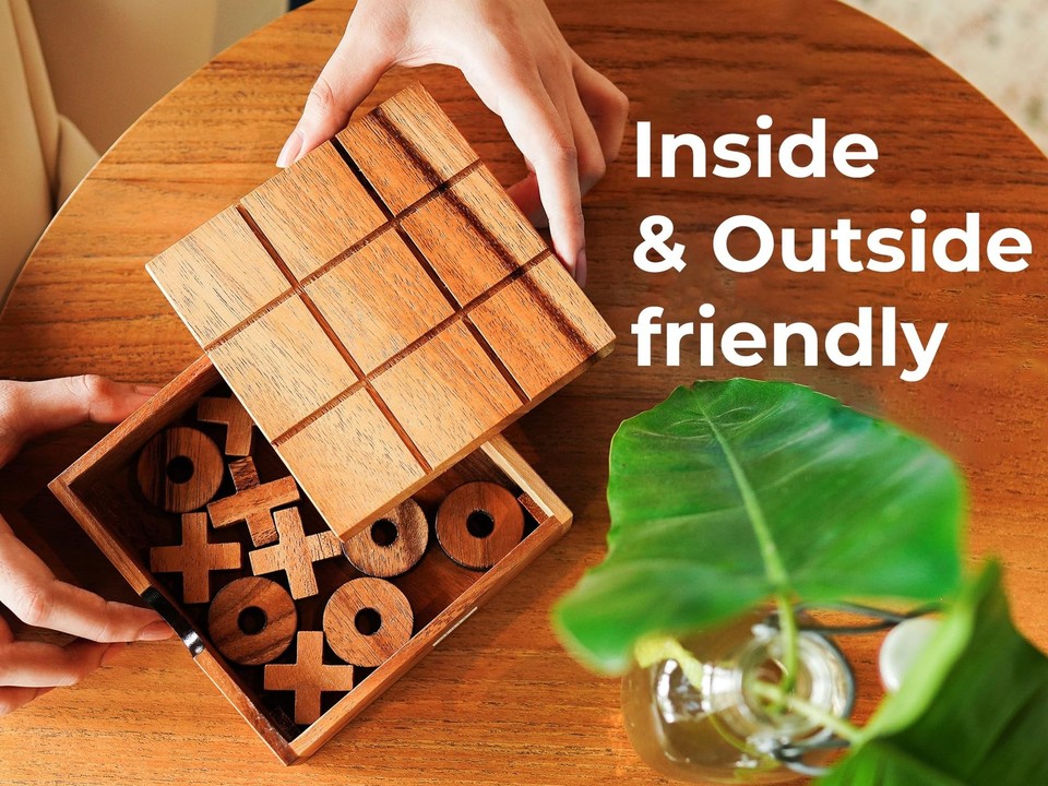 BSIRI Wooden Tic Tac Toe Game - Brain Teaser Puzzles for Adults and ...