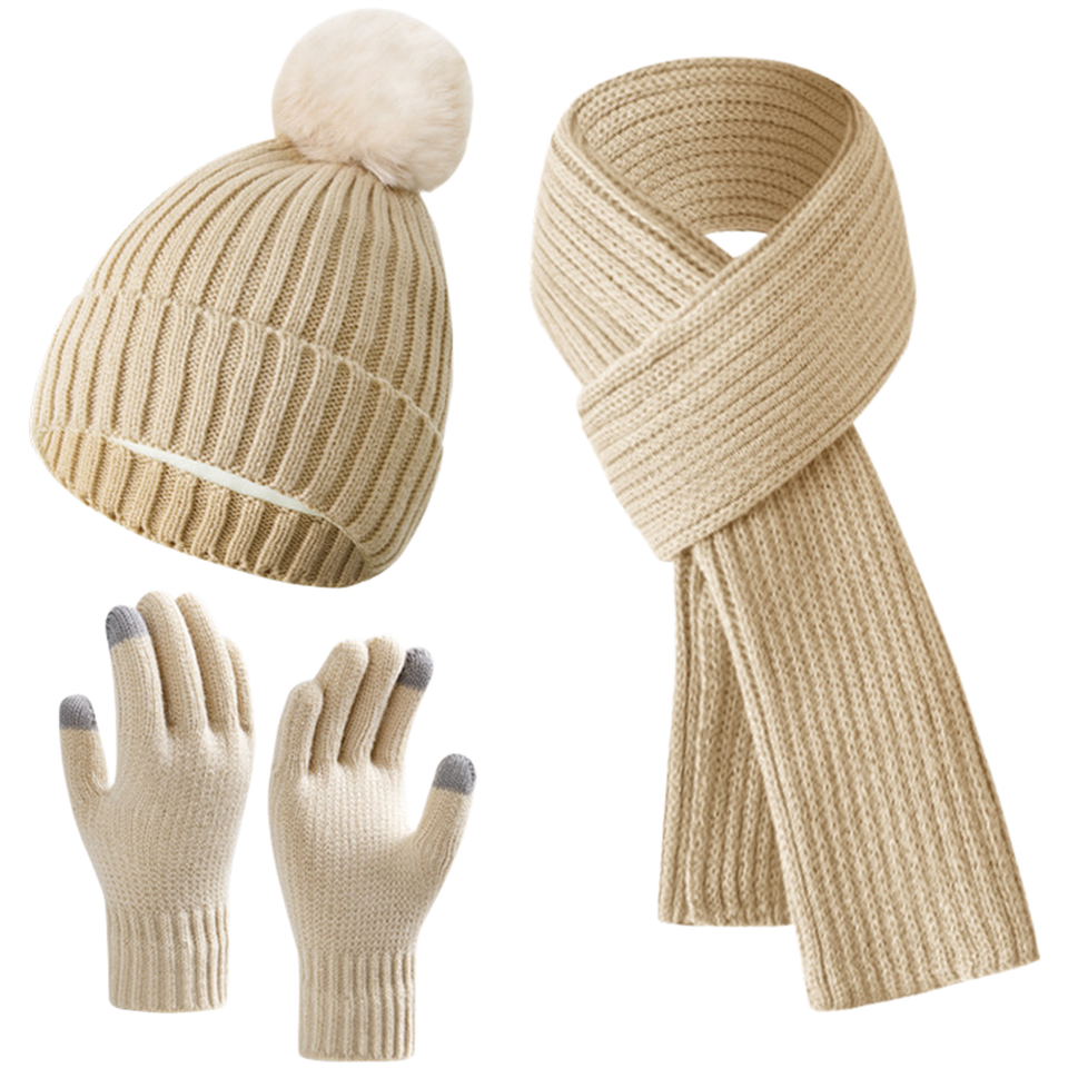 Faux Cashmere Winter Set Cable Knit Hat Set Soft Faux Cashmere Material ...