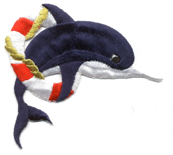 Dolphin - Bottlenose Dolphin - Life Preserver - Embroidered Iron On ...