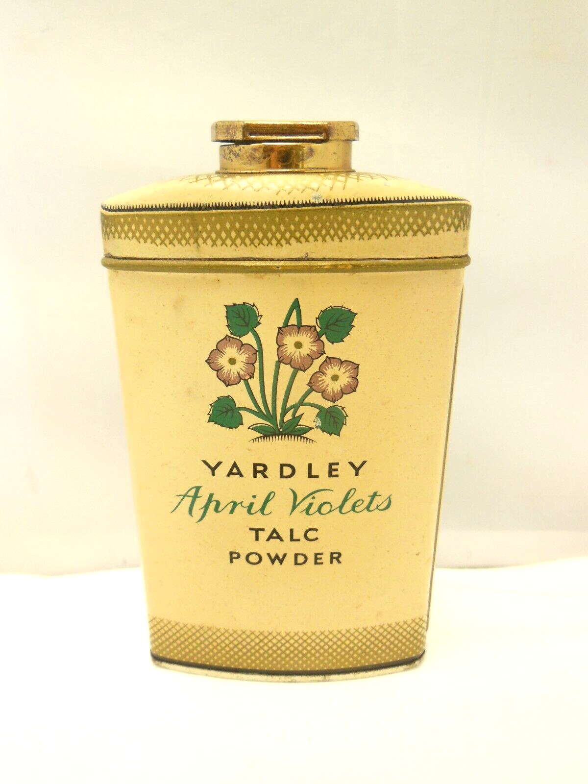 VINTAGE YARDLEY APRIL VIOLETS TALC TALCUM POWDER TIN CONTAINER HALF ...
