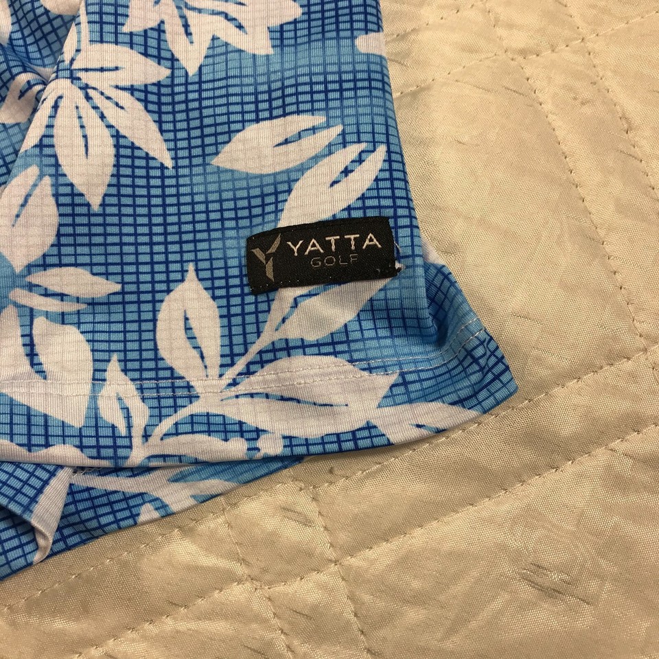 Yatta Golf Polo Shirt Mens Large Blue Floral Hawaiian All Over ...