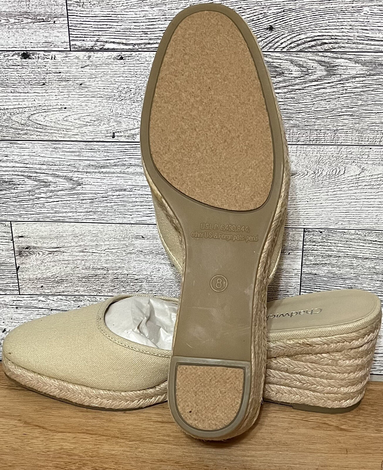CHADWICK’S MULES WEDGE HEEL SIZE 8W-PLASTIC, TISSUE, & BOX, TWINE STYLE ...