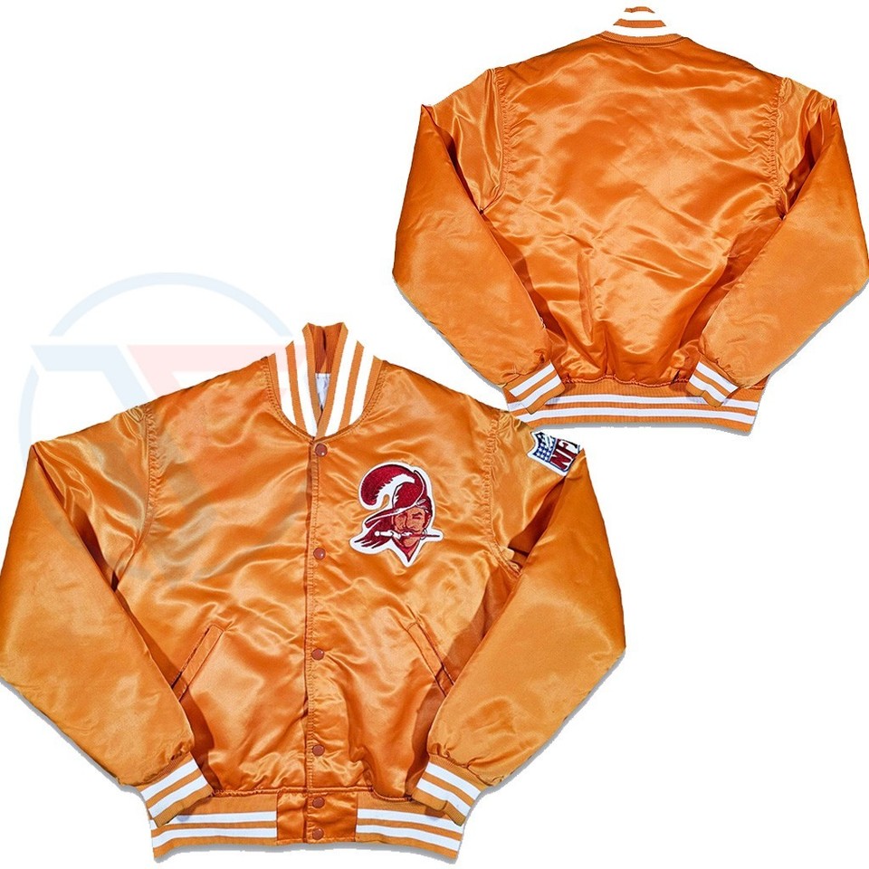 Men's Vintage 80s Tampa Orange Satin Bomber Baseball Varsity Jacket ...