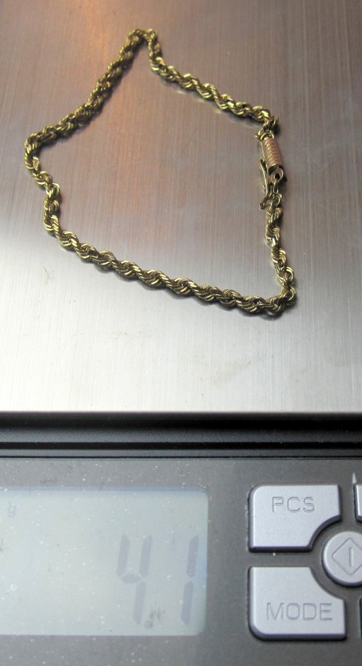Women 10k Yellow Gold Rope Chain Bracelet 8 Inches 4.1 Grams | eBay