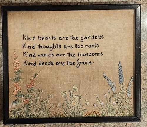 Primitive Country Stitchery, Wood Backed Frame, Embroidery Quote ...