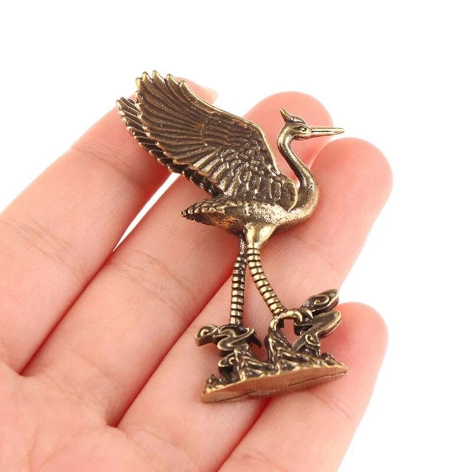 Pure Brass Crane Figurines Copperware Brass Miniatures Office Gift ...