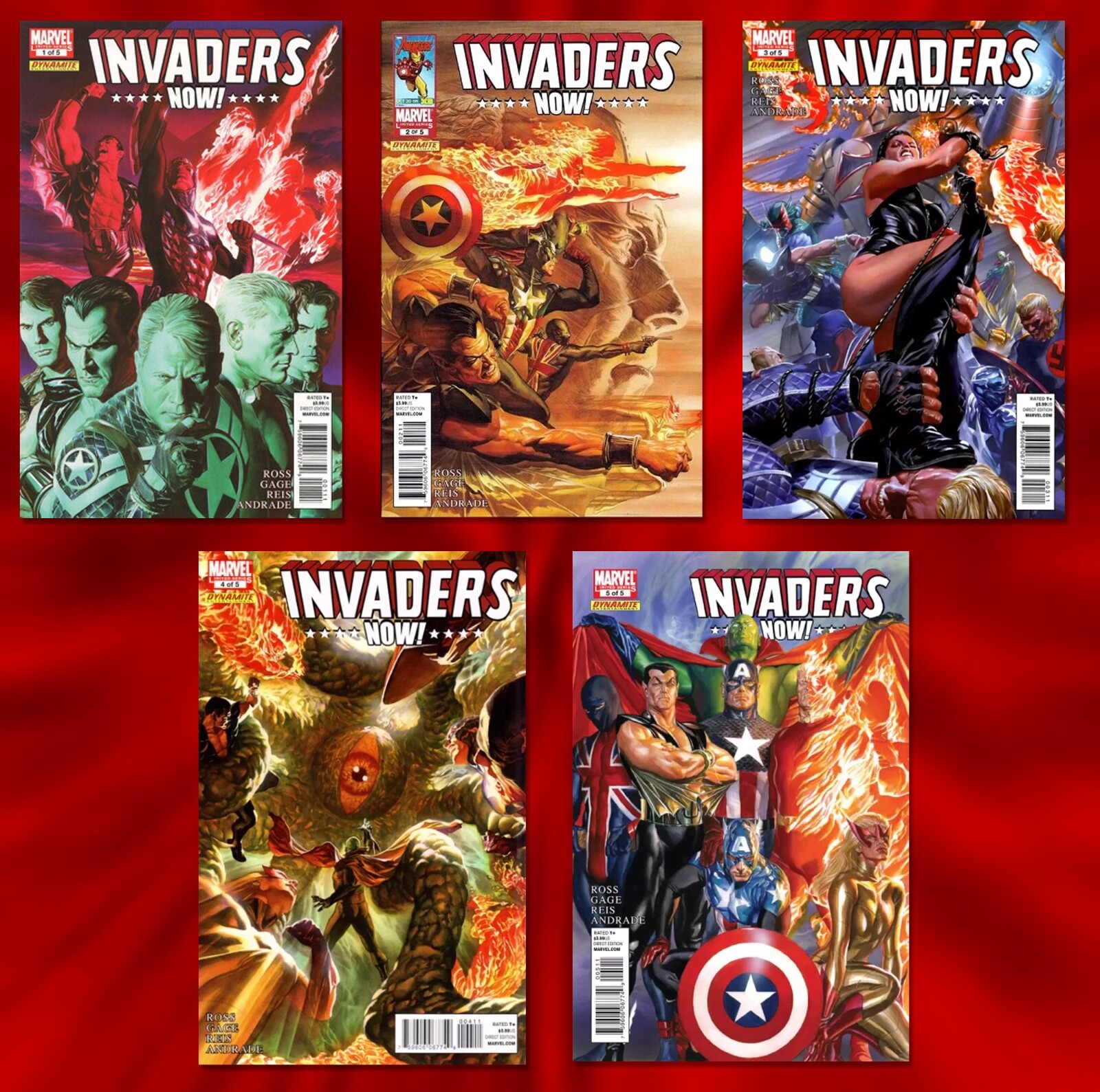 Invaders Now COMPLETE SET #s 1 2 3 4 5 Marvel Comics 2011 Alex Ross ...
