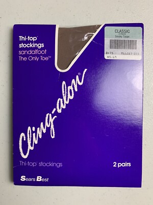 Vintage Sears Thigh High Classic Cling-alon Thi-Top Stockings Smoky ...
