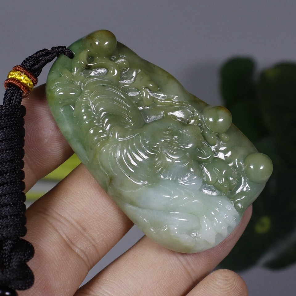 Certified Green Yellow 100% Natural A Jade Jadeite Pendant Tiger 老虎 ANI ...