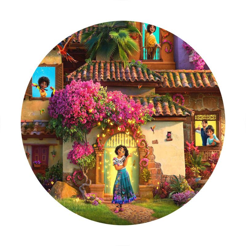 Round Encanto Backdrop Princess Girls Birthday Party Photo Background ...