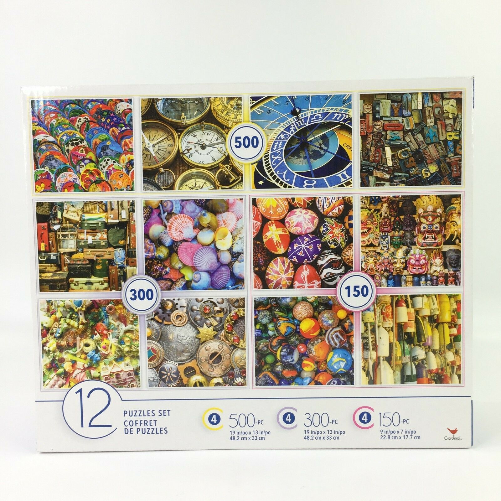 12 in 1 Puzzle Set Cardinal Jigsaw Puzzles 4 500pc 4 300pc 4 150pc ...