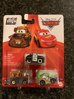 Disney Pixar Cars Mini Racers 3 Pk Wingo , Sheriff & Mater damage ...