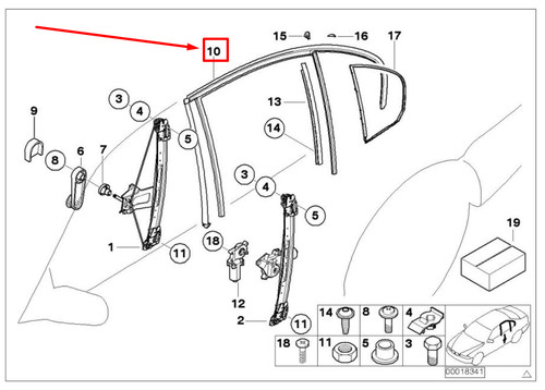 NEW BMW 3 E46 REAR LEFT DOOR WINDOW GUIDE 51348266125 8266125 ORIGINAL ...